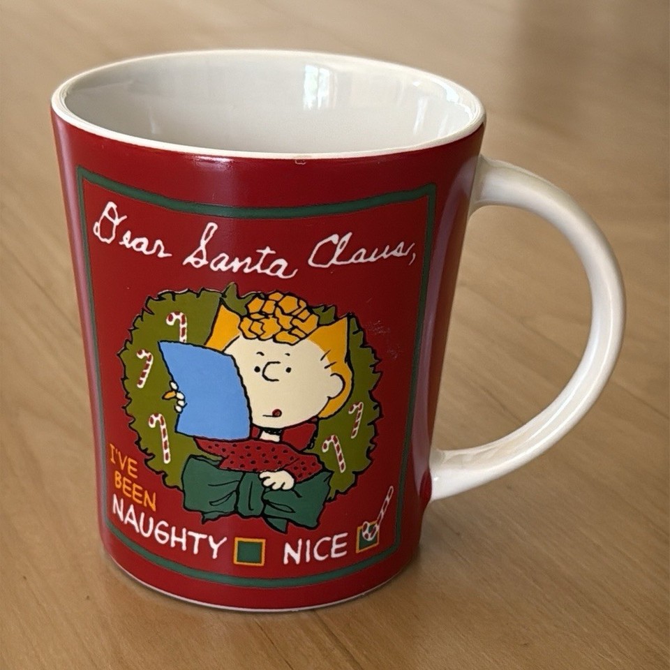 PEANUTS CHARLIE BROWN SALLY DEAR SANTA CLAUS I'VE BEEN.. COFFEE MUG ...