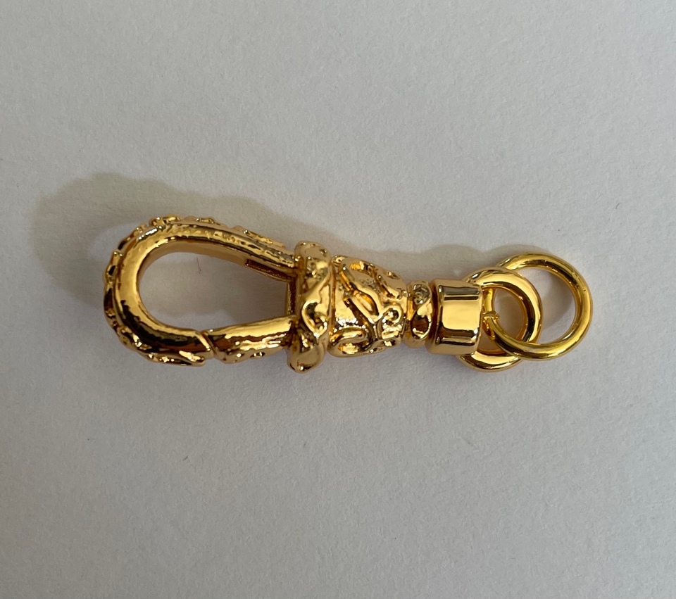 gold colour pattern albert swivel pocket watch clasp dog clip chain fob ...