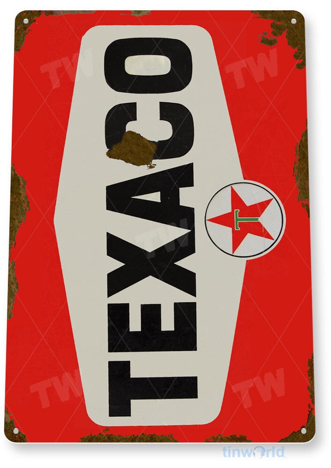 TIN SIGN Texaco Red Rust Oil Gas Station Car Service Auto Shop Garage ...