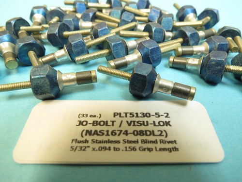 PLT5130-5-2 Jo-Bolt Visu-Lok S.S. Flush Blind Rivet NAS1674-08DL2 ...