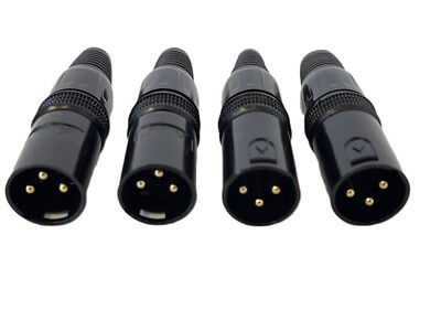 XLR 3 Pin Lot x4 Male Cannon Microphone Audio Connector Balanced Plug ...