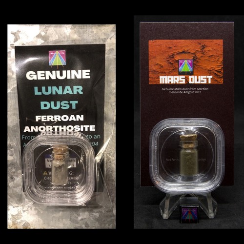 100% Authentic Martian and Lunar Meteorite Dust Vial Set - IMCA #3950 ...