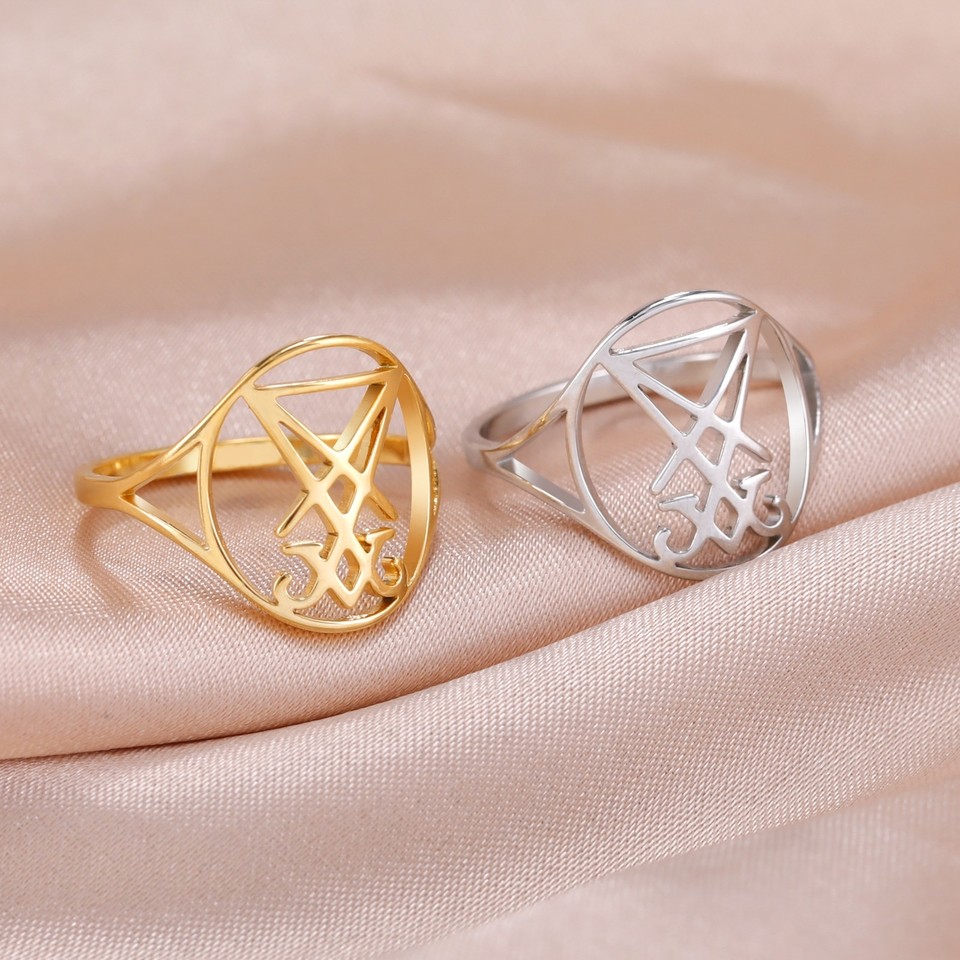 Gothic Sigil of Lucifer Rings Satanic Amulet Demon Devil Symbol Satan ...