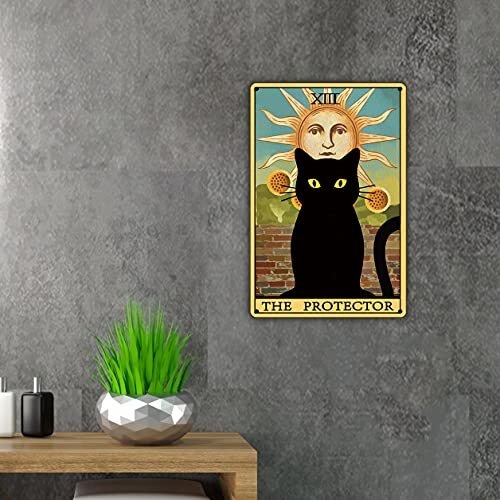 The Protector Tarot Cat Metal Tin Sign Wall Decor Farmhouse Rustic ...