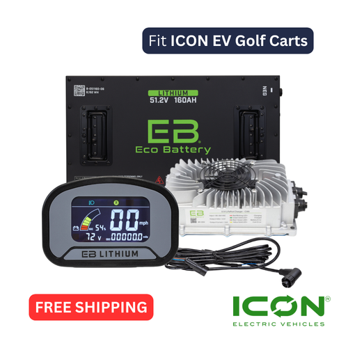 Eco Battery 48-51V 160Ah LifePo4 ICON Golf Cart Lithium Battery Bundle ...