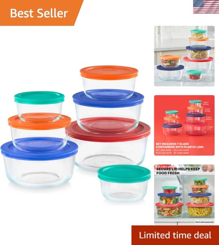 Simply Store 7-Pack Glass Food Storage Containers Set, 1, 2, 4 & 7 Cup ...