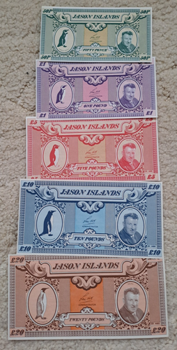 Falkland Islands Jason Islands set 20 10 5 1 pounds 50 1970s - see ...