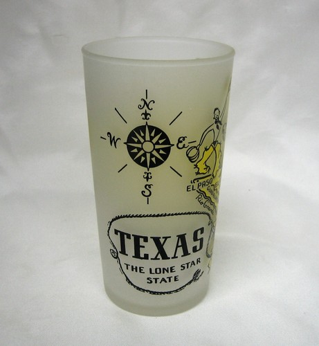 Vintage 1950s Hazel Atlas Texas Souvenir Frosted Glass Tumbler State ...