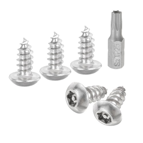 50pcs M5 x 12mm Button Head Torx Security Sheet Metal Screws with T25 ...