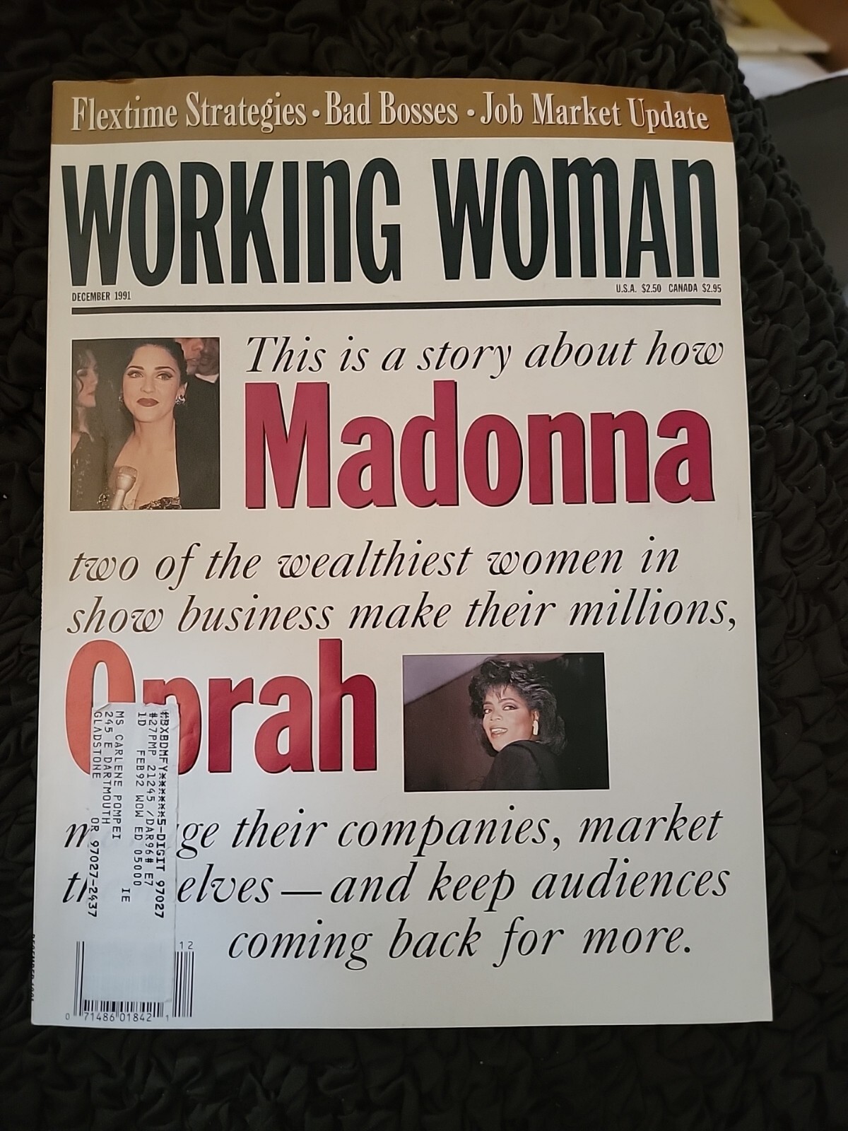 Working Woman Magazine (December 1991) Madonna / Oprah; VERY GOOD COPY ...