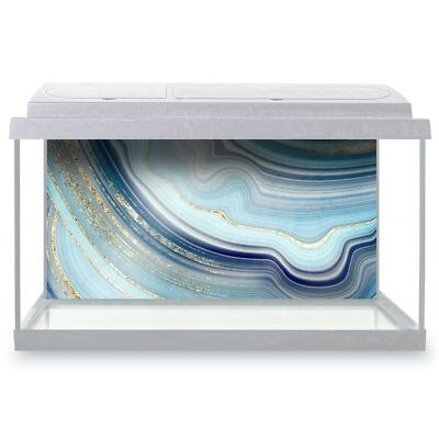 Fish Tank Background 90x45cm - Blue Gold Agate Effect Art Marble #21118 ...