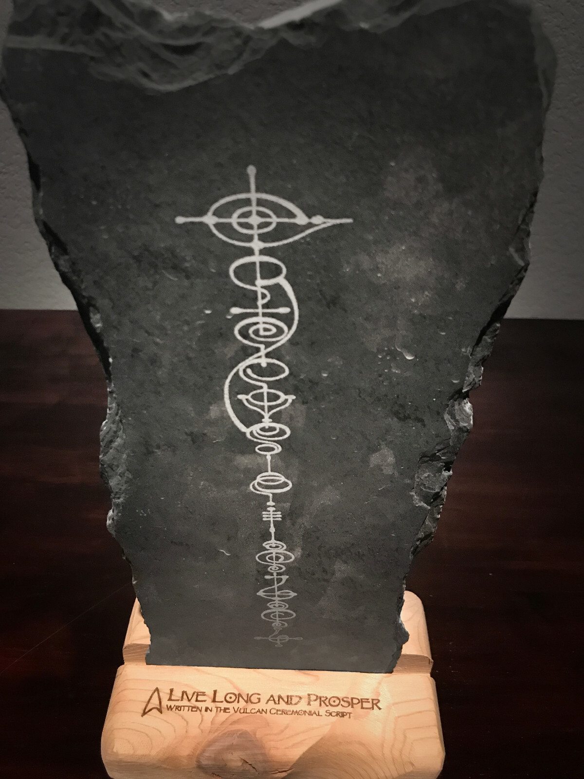Vulcan Script Live Long and Prosper Spock Star Trek on Black Stone ...