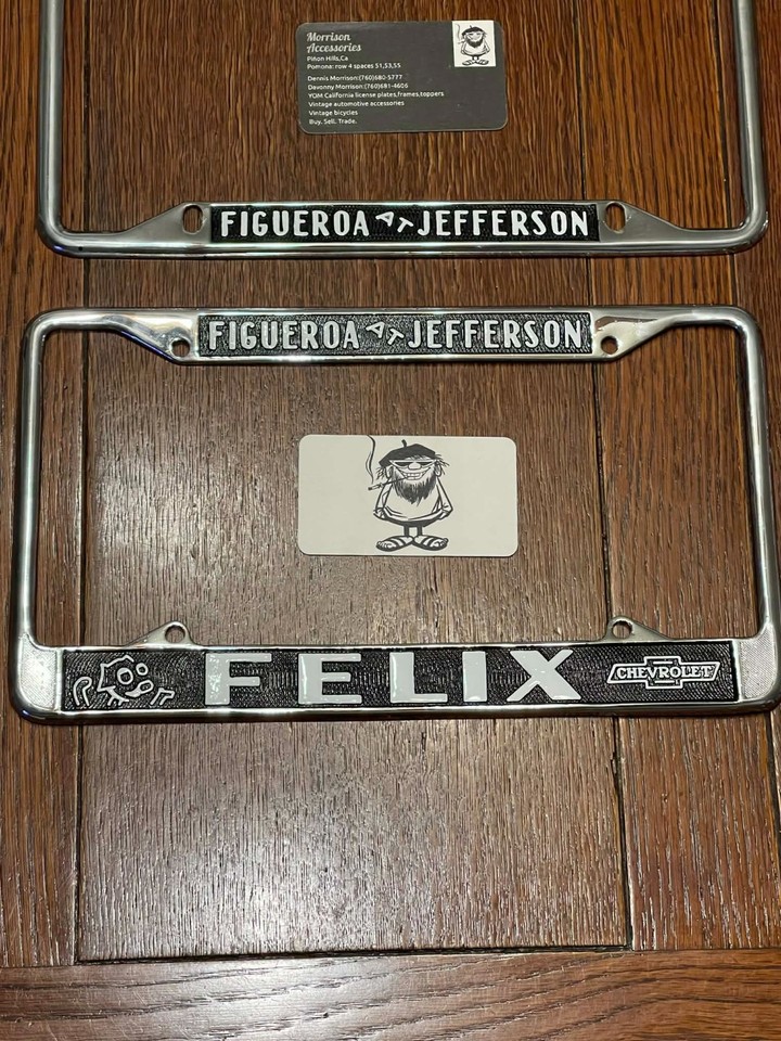 Vintage Felix Chevrolet Dealer License Plate Frames Robert W. Brown ...