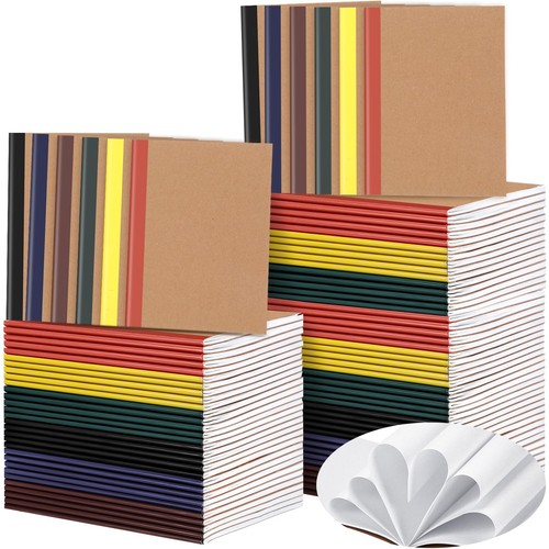 200 Pack Kraft Small Notebooks Bulk A6 Blank Unlined Pocket Notebook ...