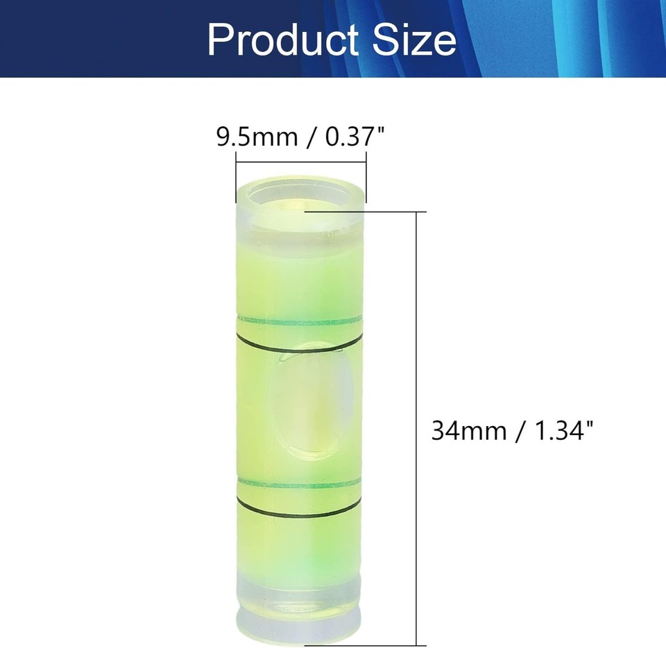 10Pcs Small Cylindrical Bubble Spirit Level Vials, 9.5×34 mm/ 9.5×34mm | eBay