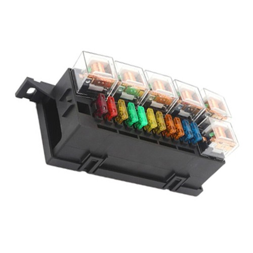 11-way Car 12V Vehicles Tractor Fuse Box 11PCS Blade Fuse & 6x Relay w ...