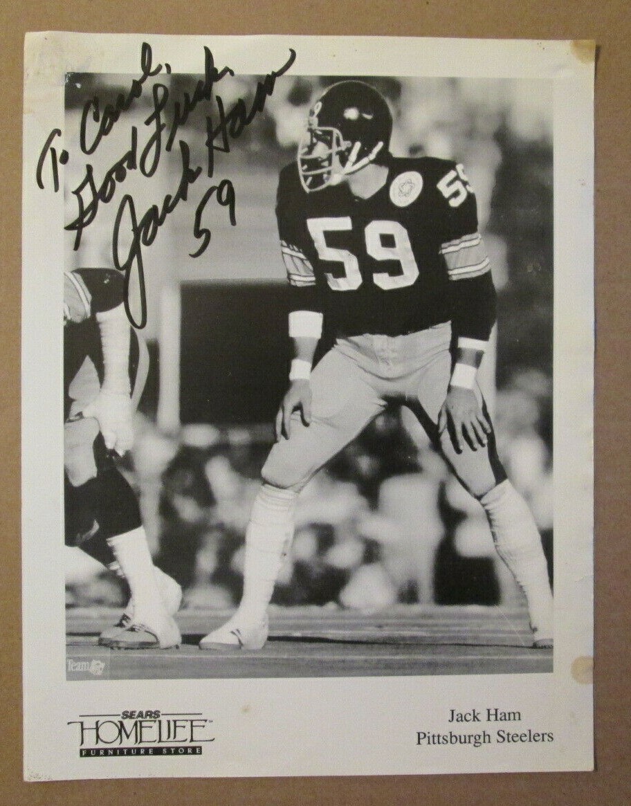 VINTAGE JACK HAM AUTO SIGNED 8 x 10 PUBLICITY PHOTO PITTSBURGH STEELERS ...