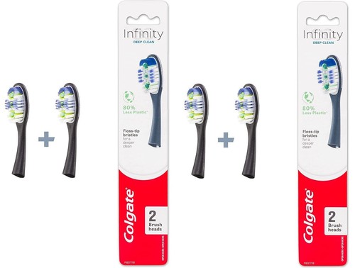 4 x Colgate Infinity Deep Clean Replacement Toothbrush Heads Refill New ...