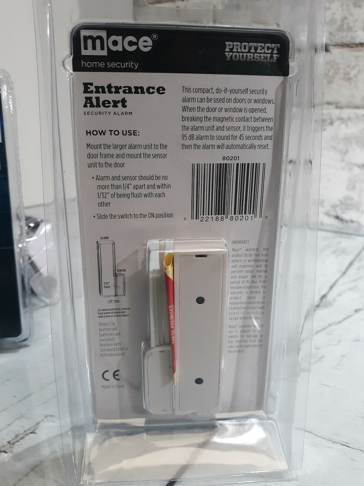 MACE 80201 ENTRANCE ALERT DOOR WINDOW MAGNETIC ALARM HOME PROTECTION ...