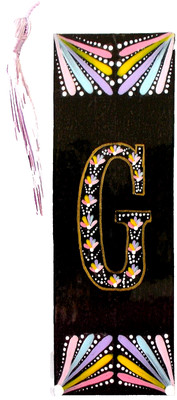 BOOKMARK MANDALA DOT HAND PAINTING/ Letter "G" -ON BLACK | eBay
