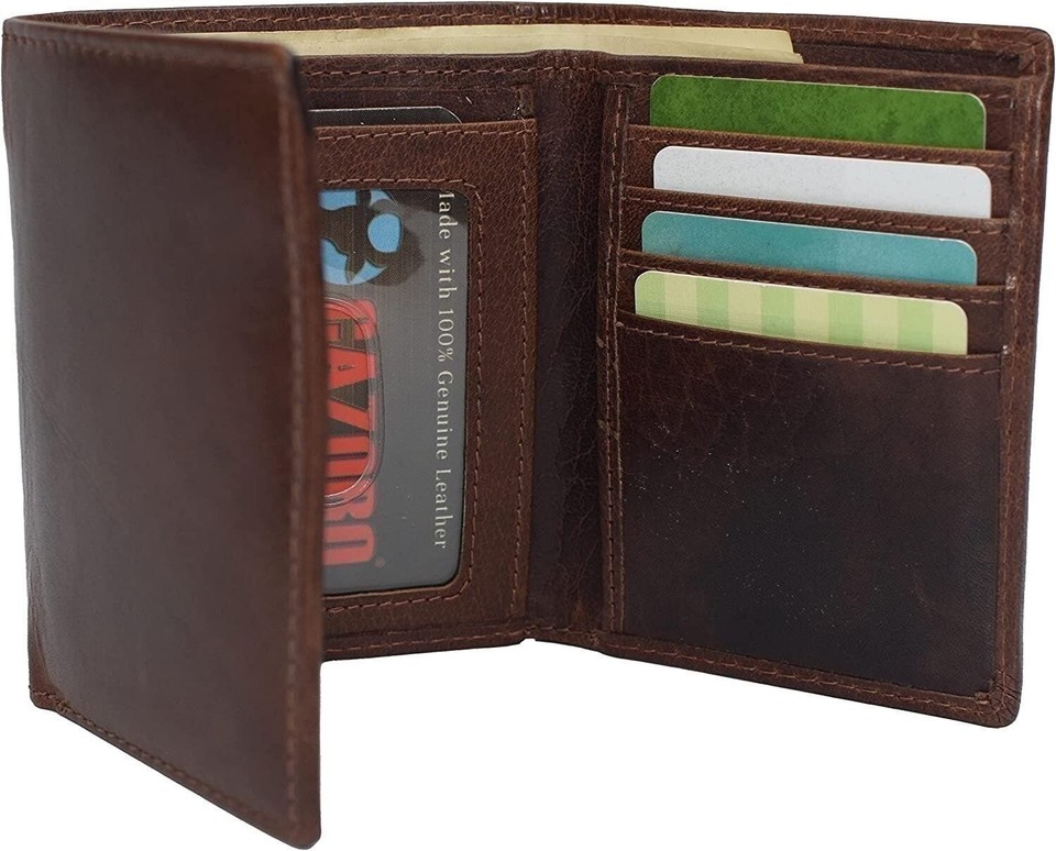 Real Buffalo Leather Wallets for Men - RFID Blocking Slim Trifold ...