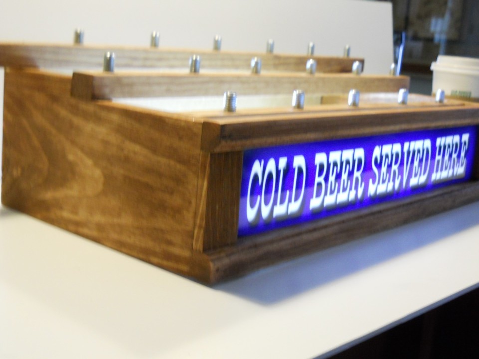 COLOR LED'S BEER TAP HANDLE DISPLAY 18 SPOT Lighted "COLD BEER SERVED ...