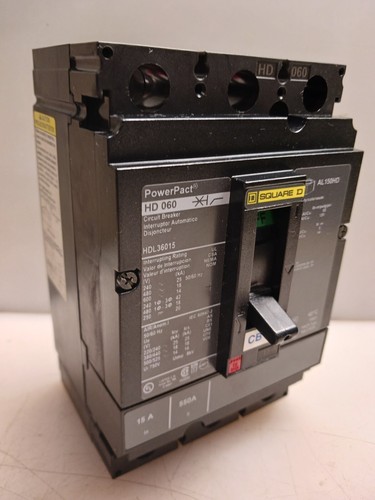 NEW SQUARE D HDL36015 POWERPACT CIRCUIT BREAKER 15 AMP 3 POLE 600 VAC ...