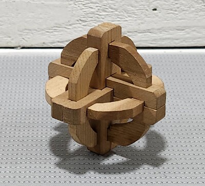 Vintage Wooden Japanese Burr Cube Puzzle Brain Teaser Fidget Instrument ...