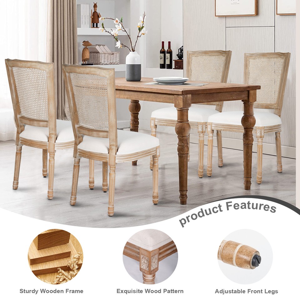 Dining Chairs Set of 2 Fabric Solid Wood Legs&Frame Kitchen Bedroom ...