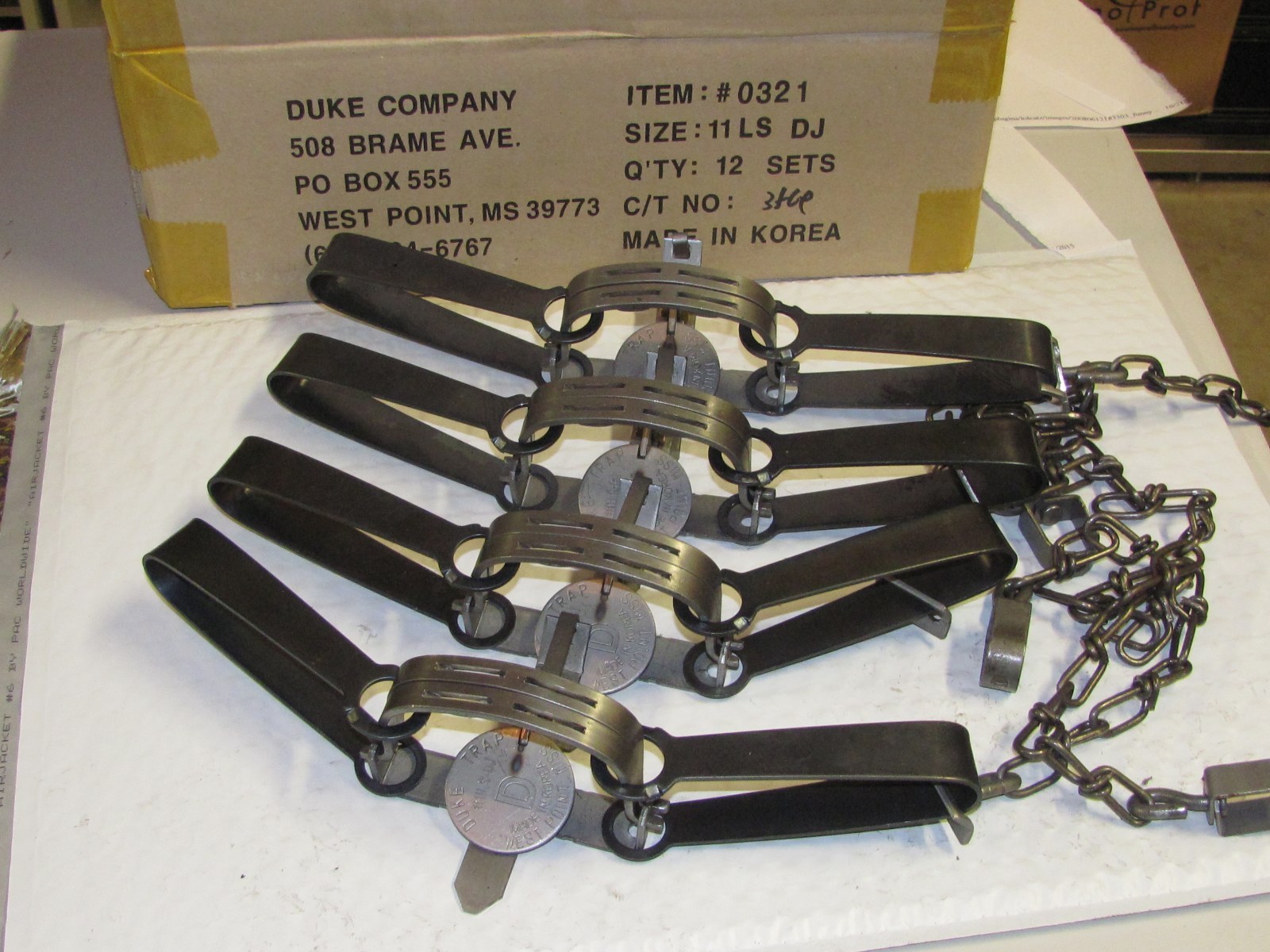 4 Duke #11 Long Spring DJ Foothold Traps Mink Muskrat Gopher Trap ...