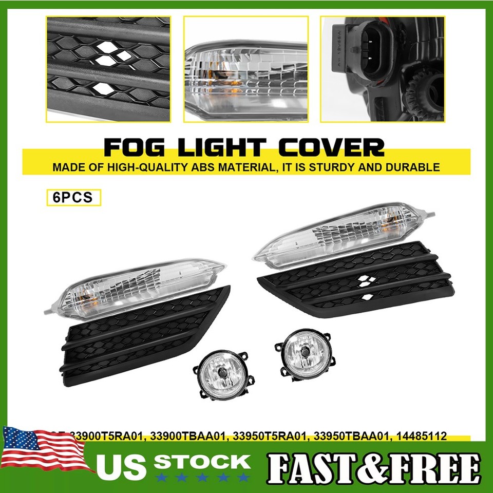 6X Bumper Fog Lights W/Cover Bezel Turn Signal Lamps For 16-18 Honda ...