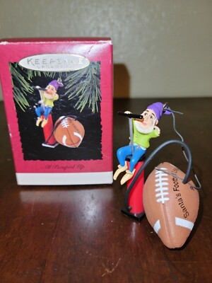 HALLMARK KEEPSAKE ORNAMENT ~ ALL PUMPED UP ~ ELF PUMPING AIR IN A ...