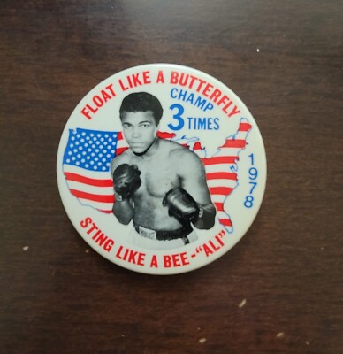 VINTAGE 1978 MUHAMMAD ALI 3 TIMES CHAMP BUTTON | eBay