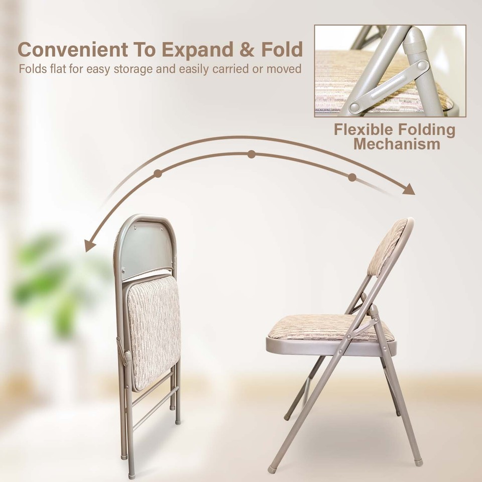 NEW DELUXE STRONG STEEL METAL FRAME FABRIC PADDED FOLDING OFFICE BACK ...