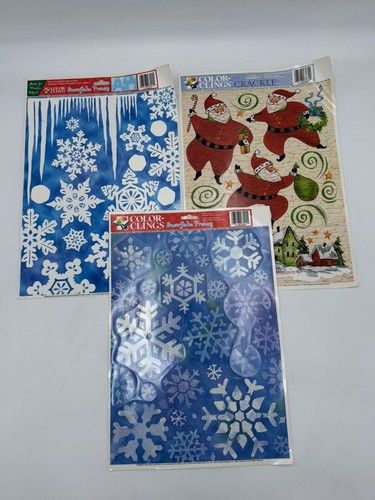 Vintage COLOR-CLINGS Reusable Static Cling Window Decor Merry Christmas ...