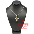 Genuine Diamond Baby Angel Cross Pendent Charm + Chain In 10K Yellow ...
