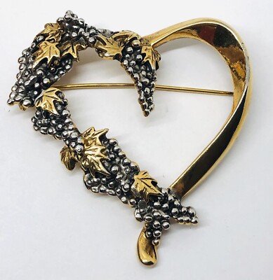 VALENTINE DARLENE PIN BROOCH HEART GRAPES VINTAGE | eBay