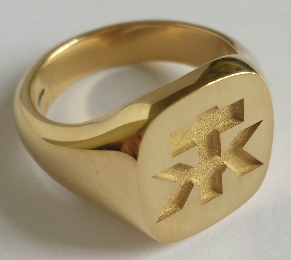Solid Gold or Silver Cushion Style Signet Ring Hallmarked & Custom ...