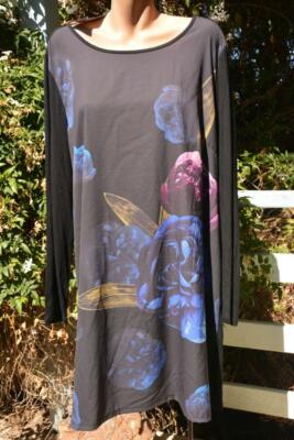 SARA Label Size 18 Floral & Black Tunic DRESS NEW rrp $89.99 3/4 ...