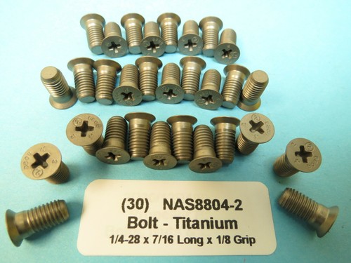 (30) 1/4-28 x 7/16 Titanium Flush Screw NAS8804-2 Aircraft Aerospace ...