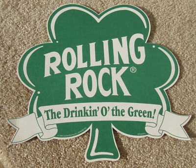 Rolling Rock Beer Shamrock Drinkin' O The Green Sign New Old Stock ...