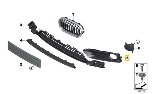 BMW 1-SERIE F20 F21 LCI-FRONT-STOßFÄNGER RECHTS GESCHLOSSENE GRILL ...