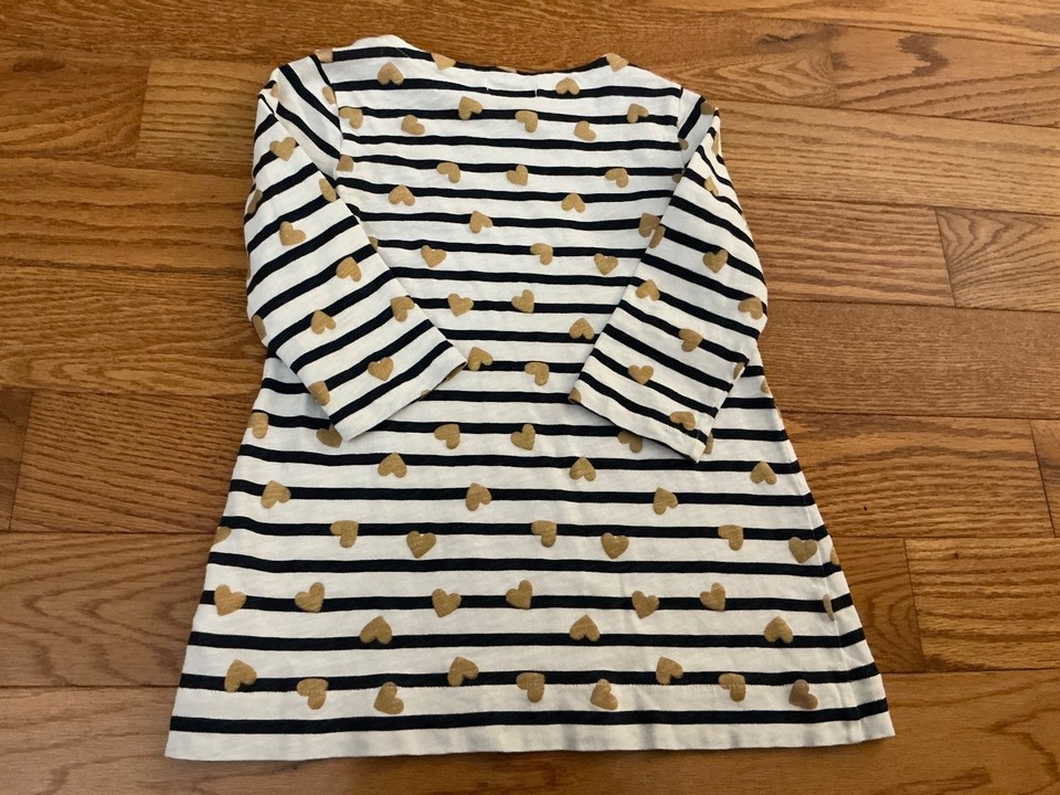 Crewcuts Girl XXS 2-3 Navy & White Stripe ALine Dress w/ Shiny Gold ...