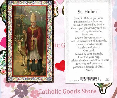 St. Saint Hubert - Prayer to St Hubert - Gold Trim - Paperstock Holy ...
