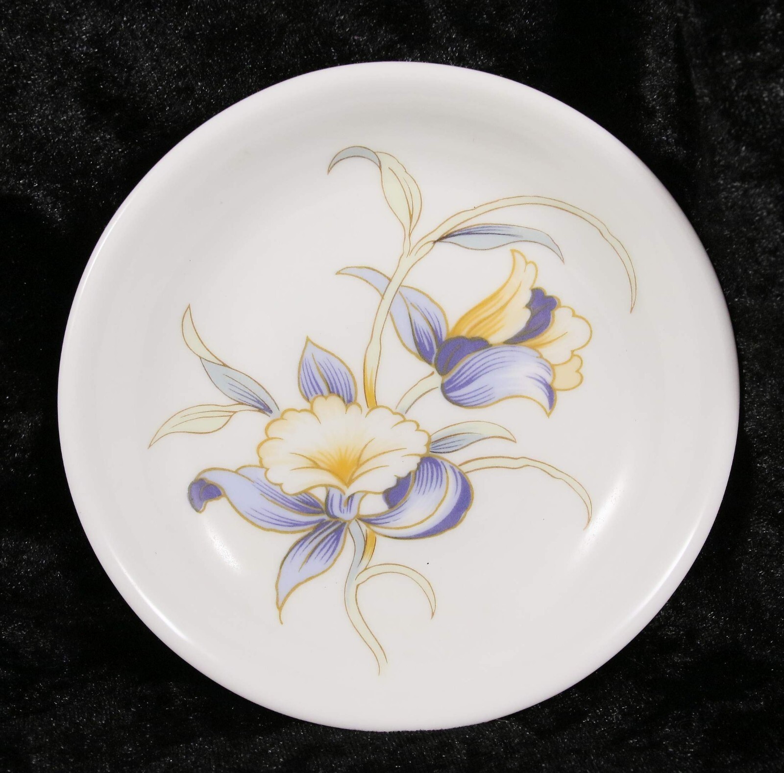 Aynsley Just Orchids ceramic trinket dish just over 4" long dressing ...