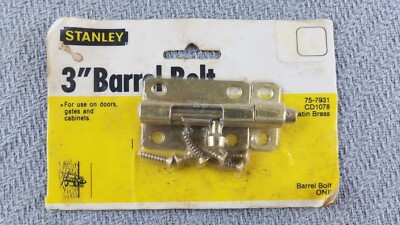 Stanley 3" Barrel Bolt satin Brass 75-7931 CD1078 Made in USA New in ...