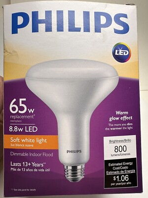 Philips 65W Equivalent Soft White BR40 Dimmable LED Warm Glow Flood ...