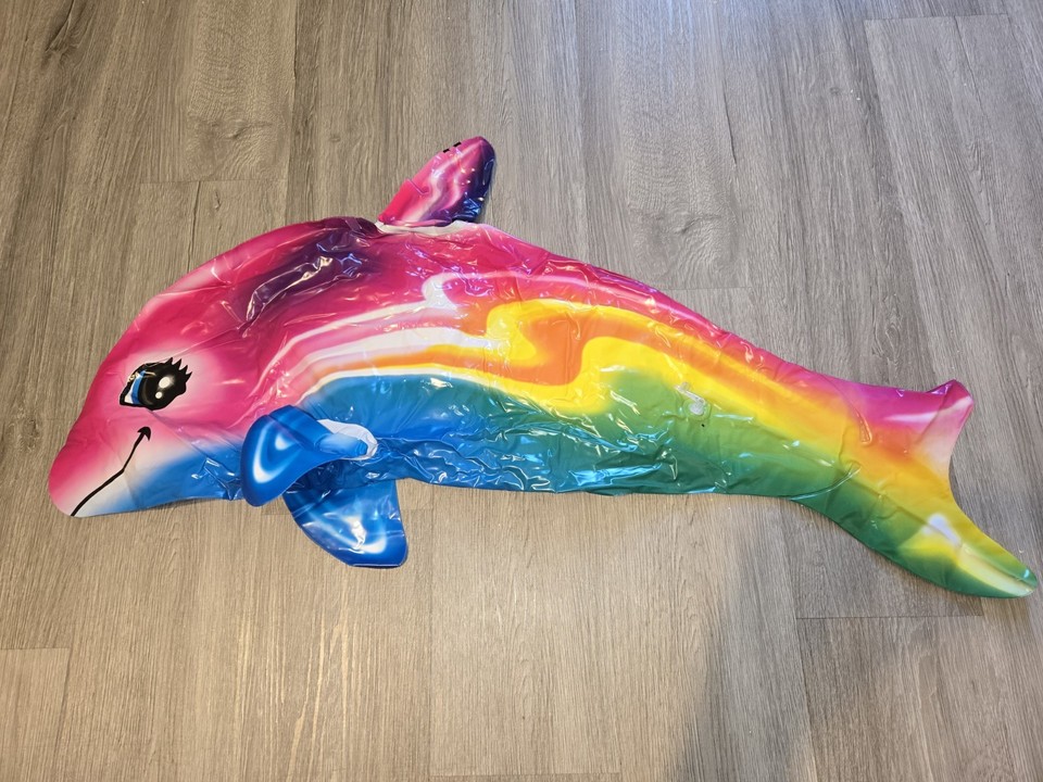 Rainbow Dolphin Inflatable Swim Pool Water Float Blow Up Toy 33 ...