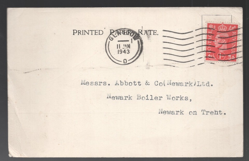 1943 KGVI The Rivet Bolt & Nut Coy Ltd. 1d Glasgow Scotland | eBay UK