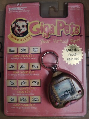Giga Pets Virtual Pet Compu Kitty Special Gold Edition 1997 Tiger ...